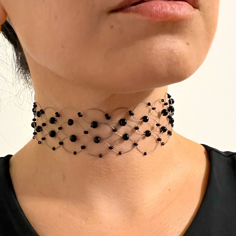 Vintage Express 90s Beaded Choker Necklace - Gem